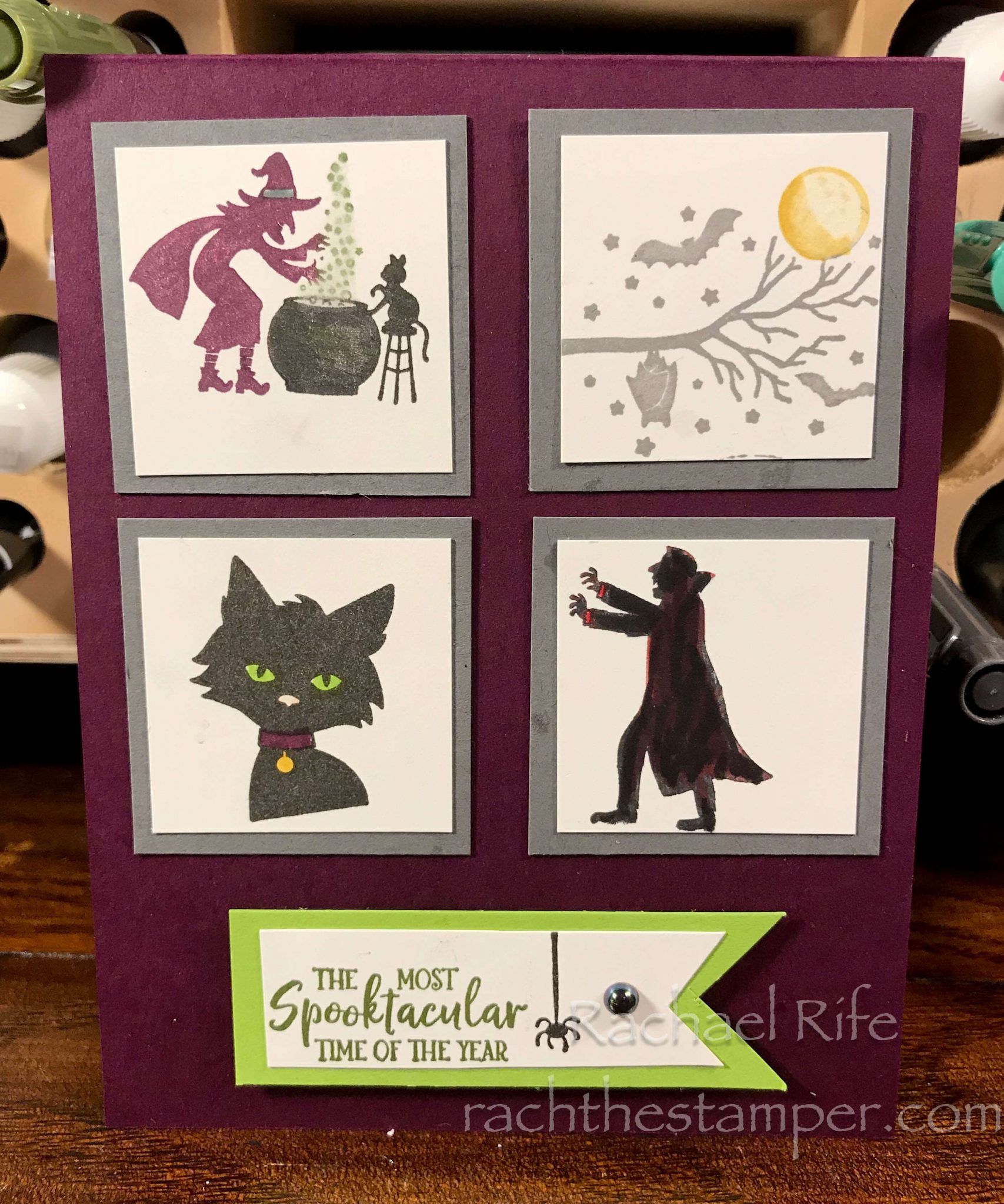 Simple Squares Halloween card – RachTheStamper