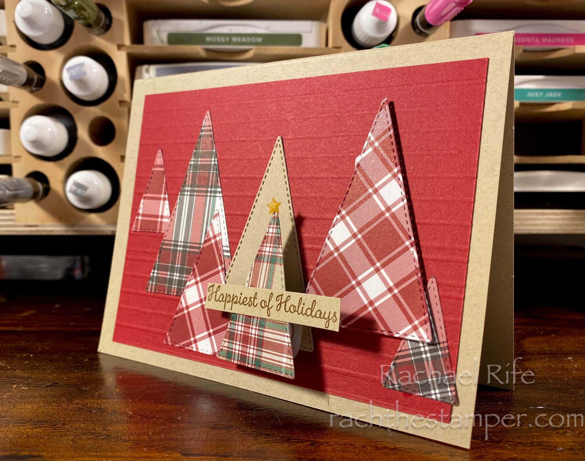 Stitched Triangle Die TREE CARDS with WOBBLERS for Halloween, Christmas ...