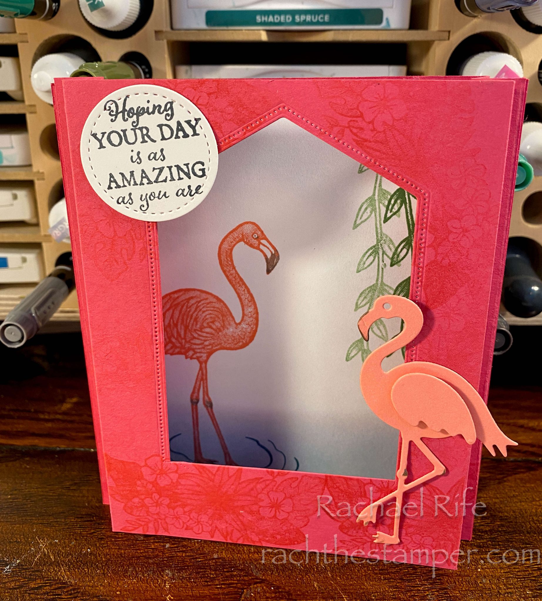 Oh Snap & Friendly Flamingo Diorama Window cards – RachTheStamper