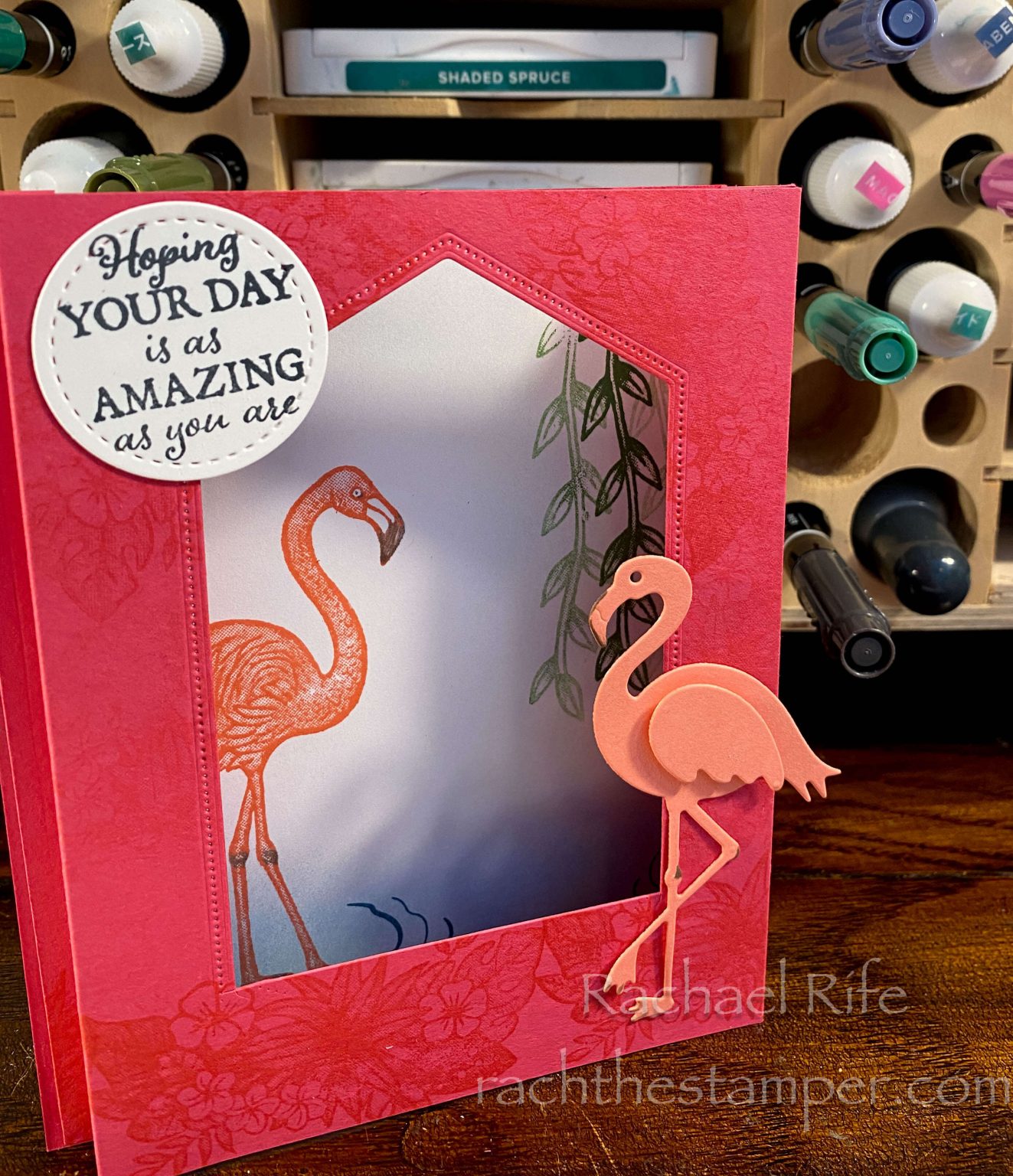 Oh Snap & Friendly Flamingo Diorama Window cards – RachTheStamper